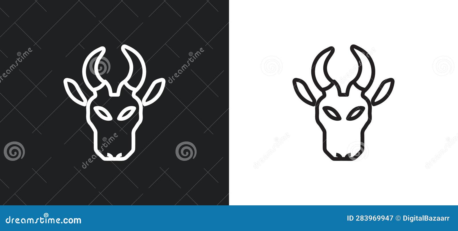 Antelope Outline Icon in White and Black Colors. Antelope Flat Vector ...