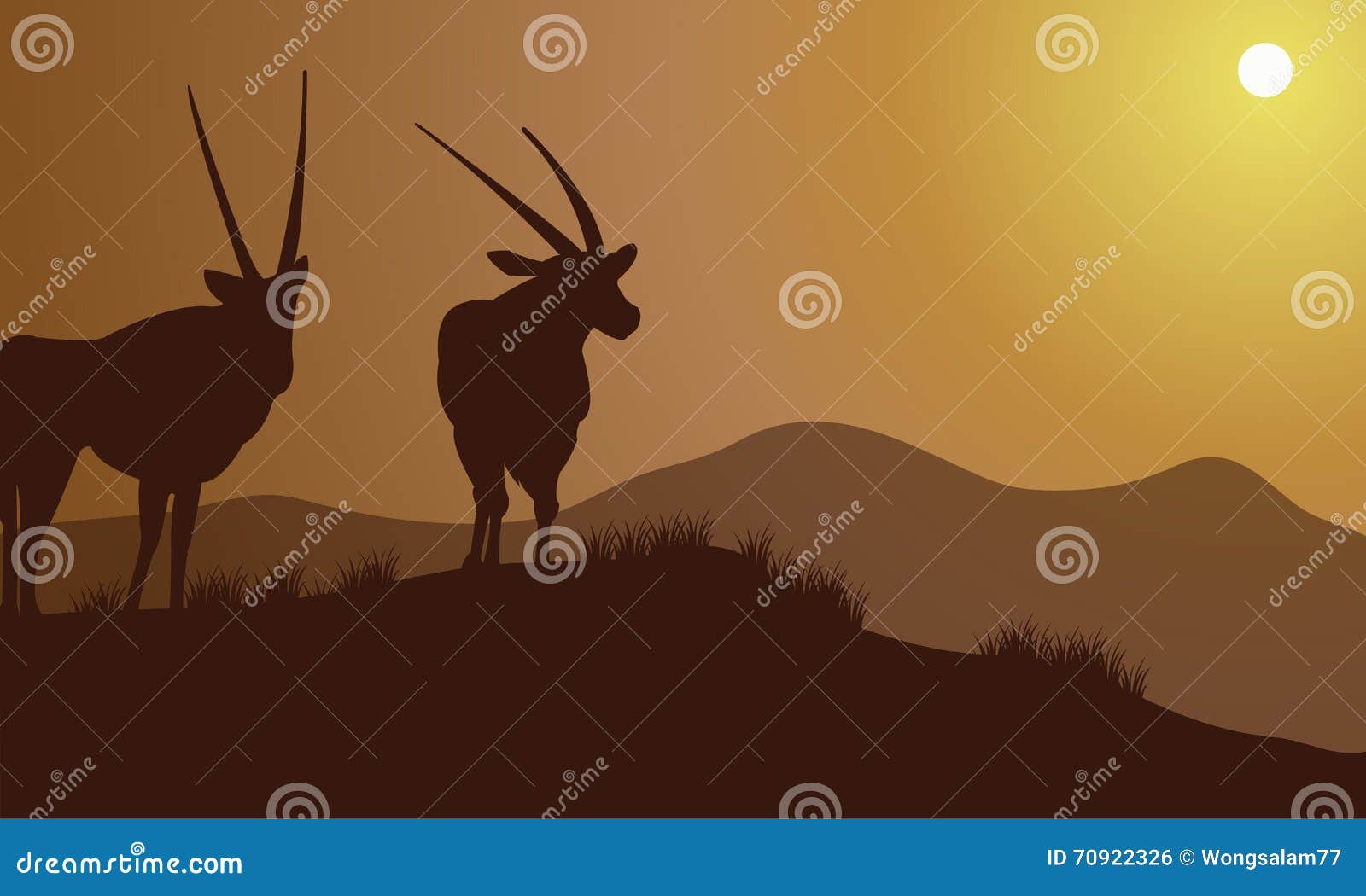 Antelope Silhouette on the Hills Stock Vector - Illustration of wild ...