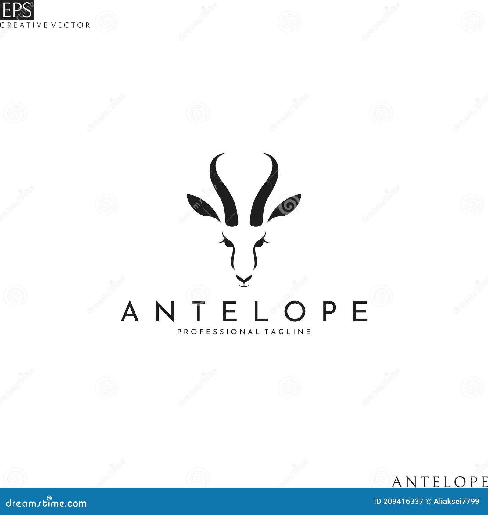 Antelope Springbok Head. Logo Template Stock Vector - Illustration of ...
