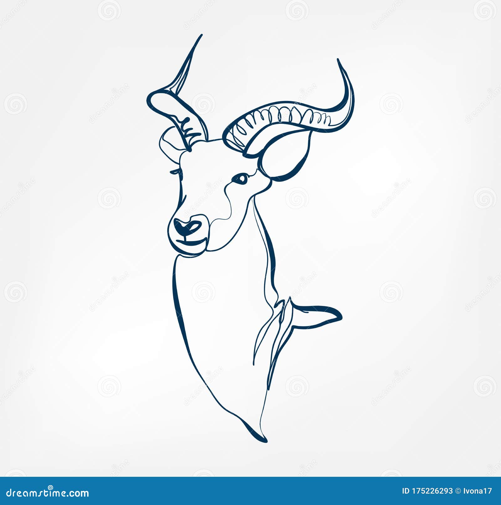 Antelope Vector Animal Wild One Line Design Stock Illustration ...