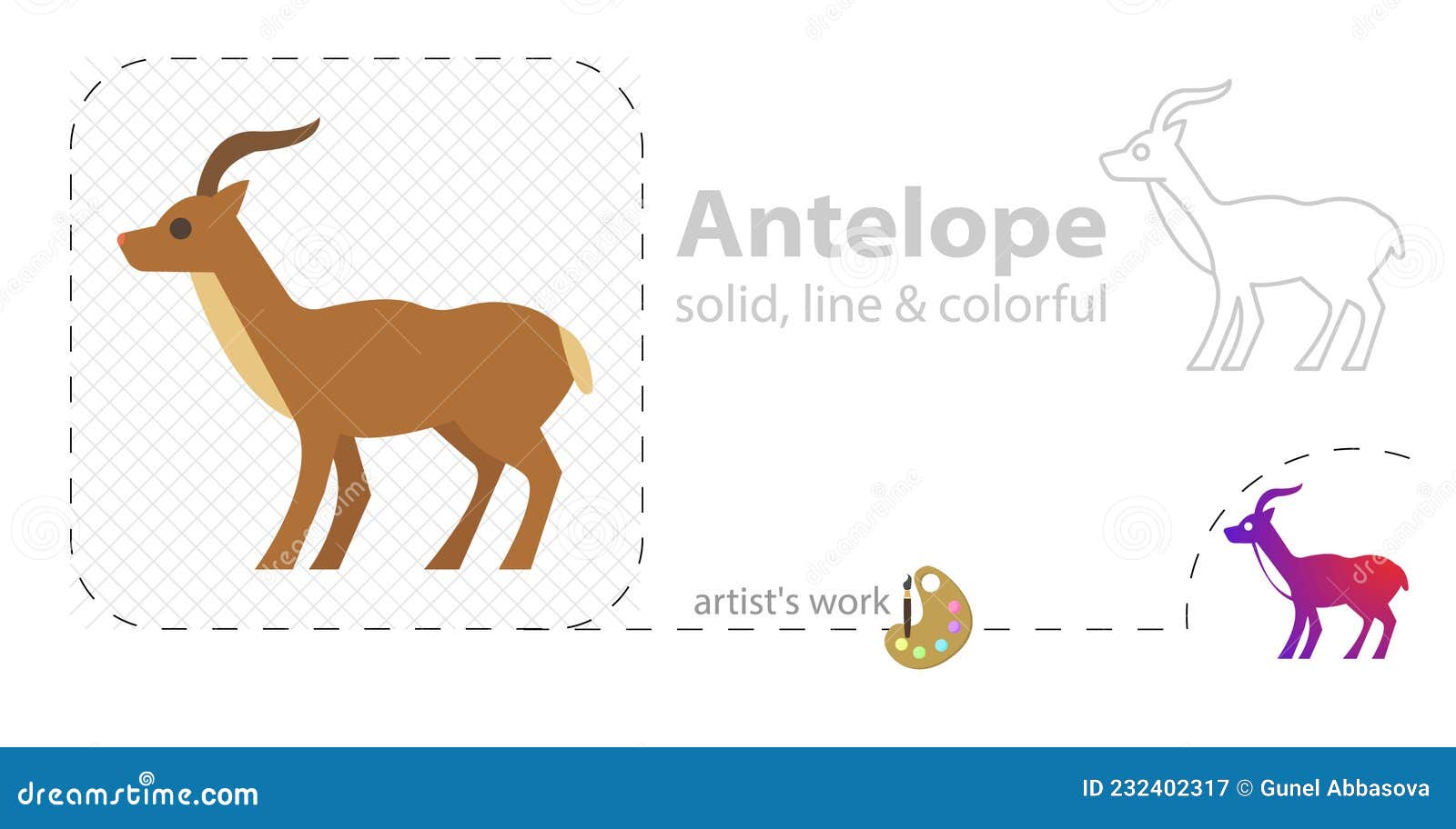 Antelope Flat Illustration Icon Stock Vector - Illustration of africa, wildlife: 232402317