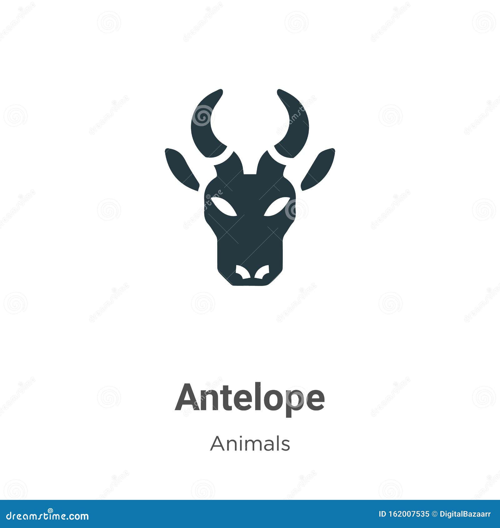 Antelope Vector Icon on White Background. Flat Vector Antelope Icon ...