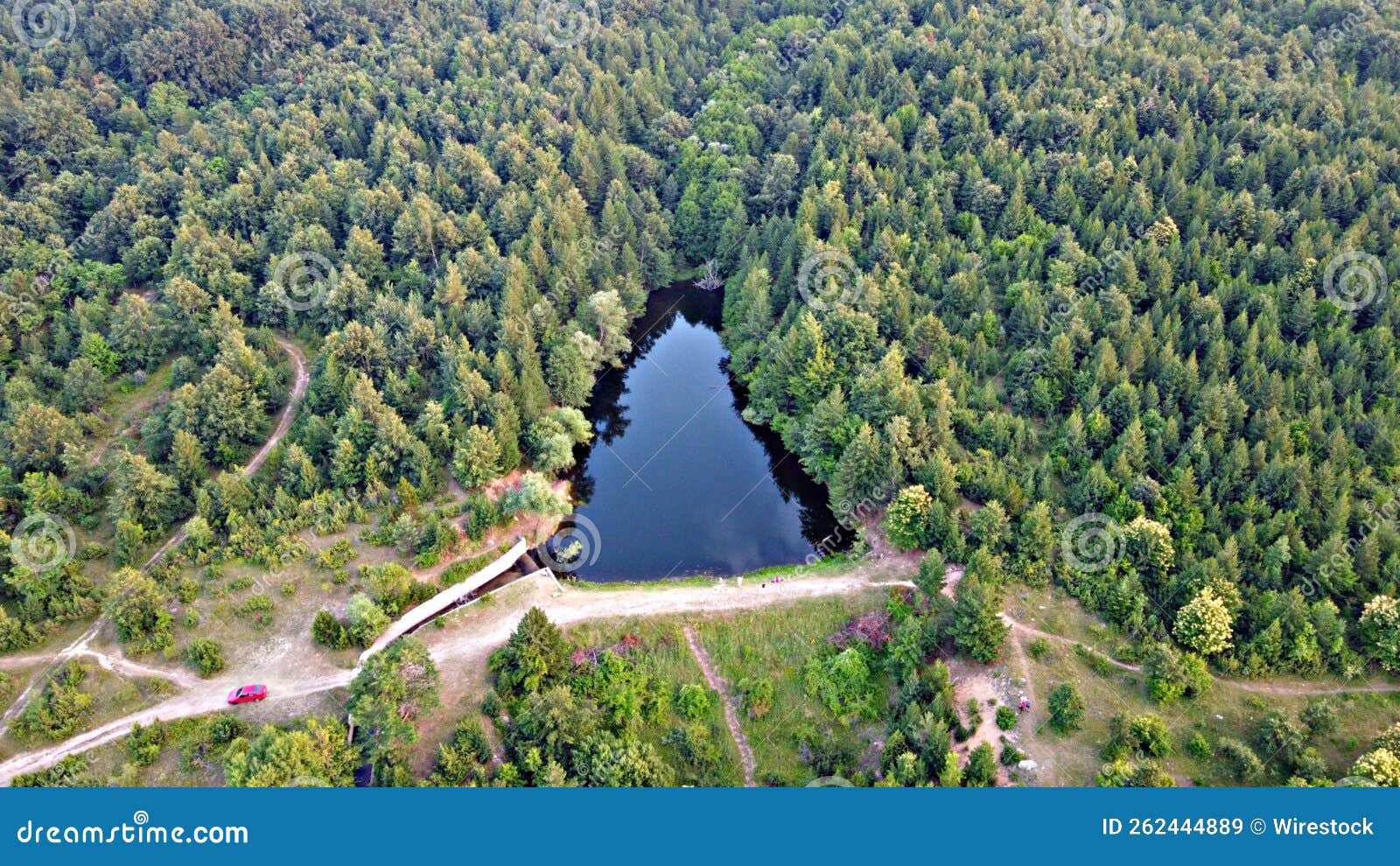 Antena De Un Lago Triangulardado En Medio Del Bosque Imagen de archivo ...