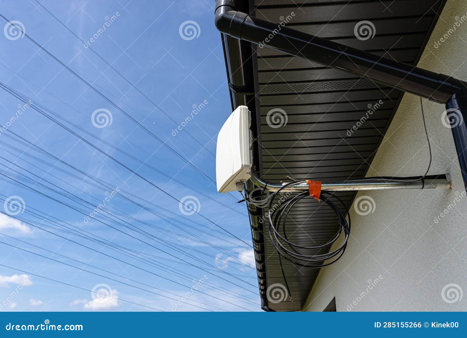 TV Antenna On The Facade Of The House For Receiving The Radio Signal Of ...