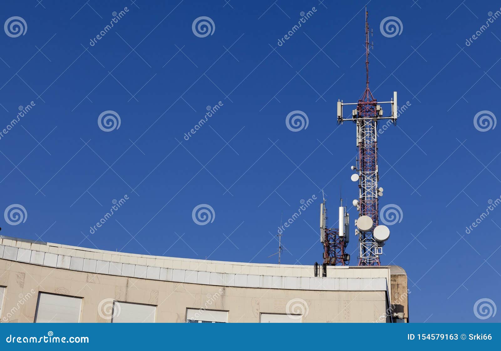 Antenna on the Building with Transmitters Stock Image - Image of scenic ...
