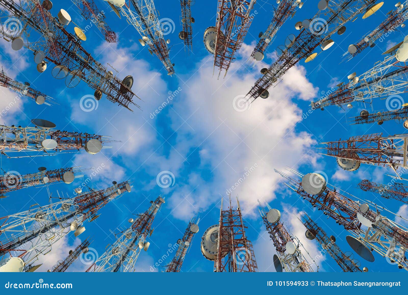 Antenna of Cellular Cell Phone and Communication System Tower Wi Stock ...