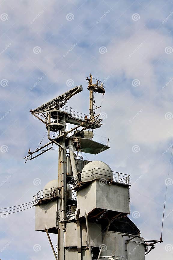 Antenna Complex on the Navy Ship Board Stock Photo - Image of ...