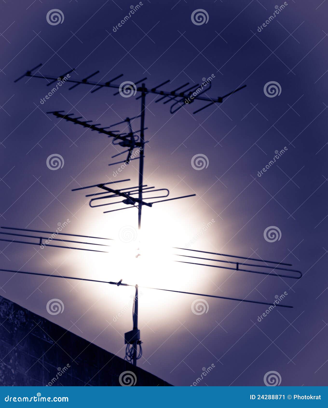 Antenna on fool moon stock image. Image of antenna, night - 24288871
