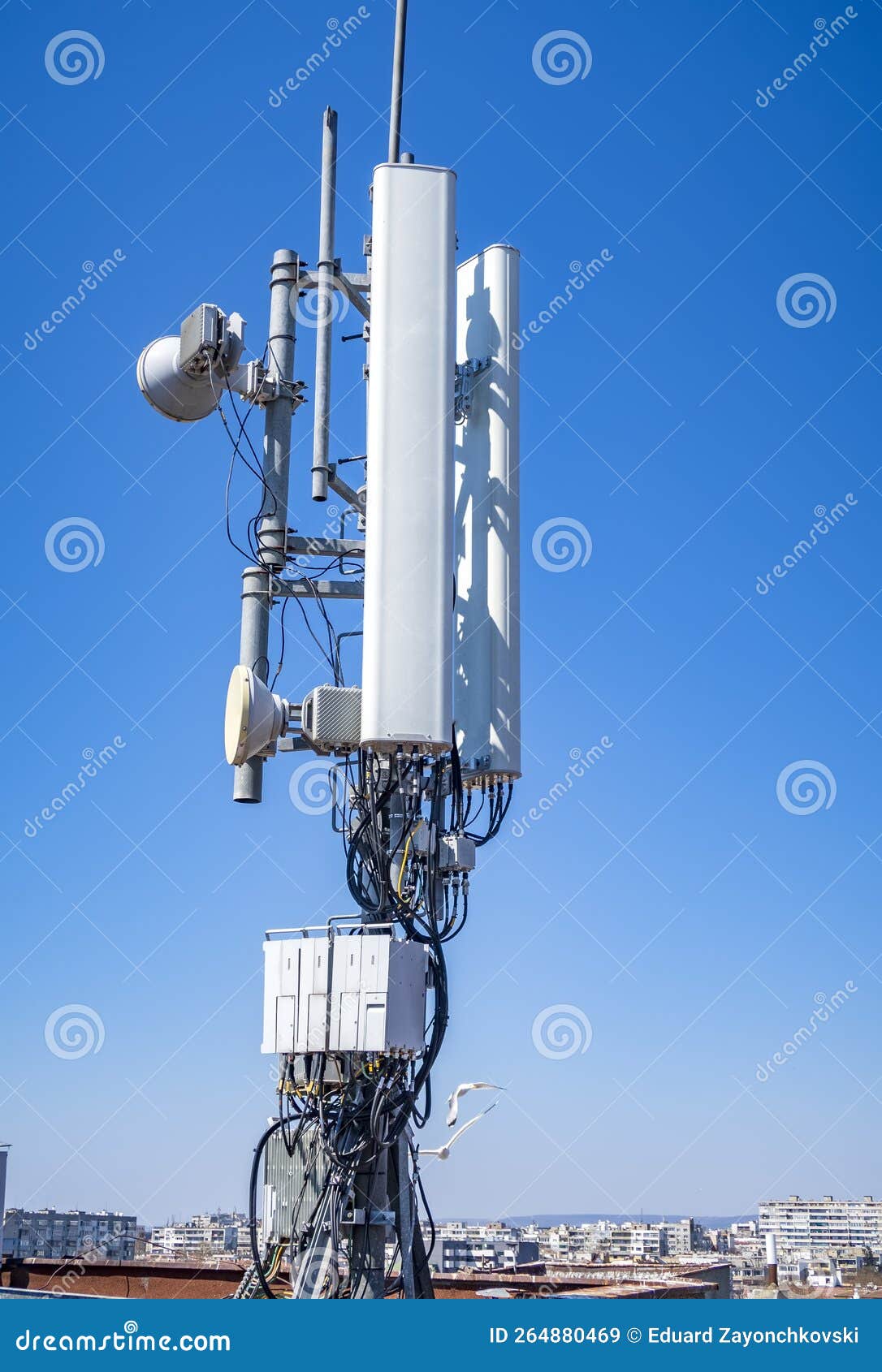 GSM Transmitter on the Roof of the Building. Close Up Stock Image ...