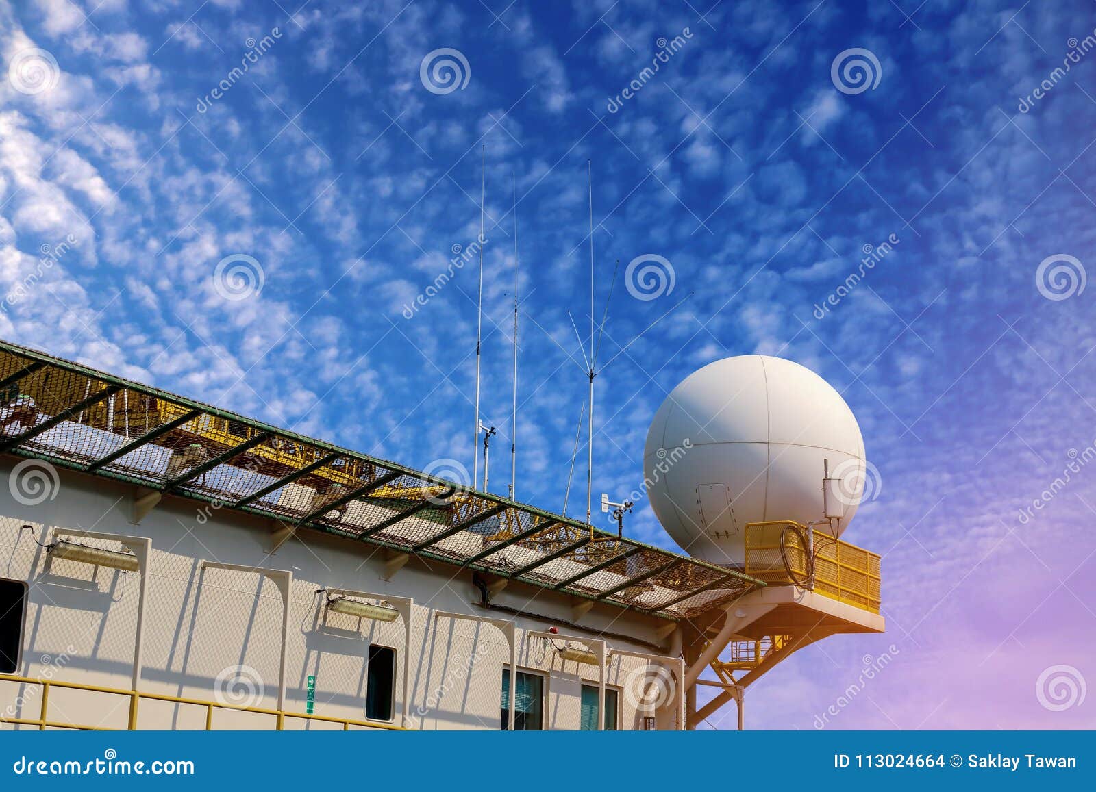 Antenna on Helipad of Cargo Ship Stock Photo - Image of helipad ...