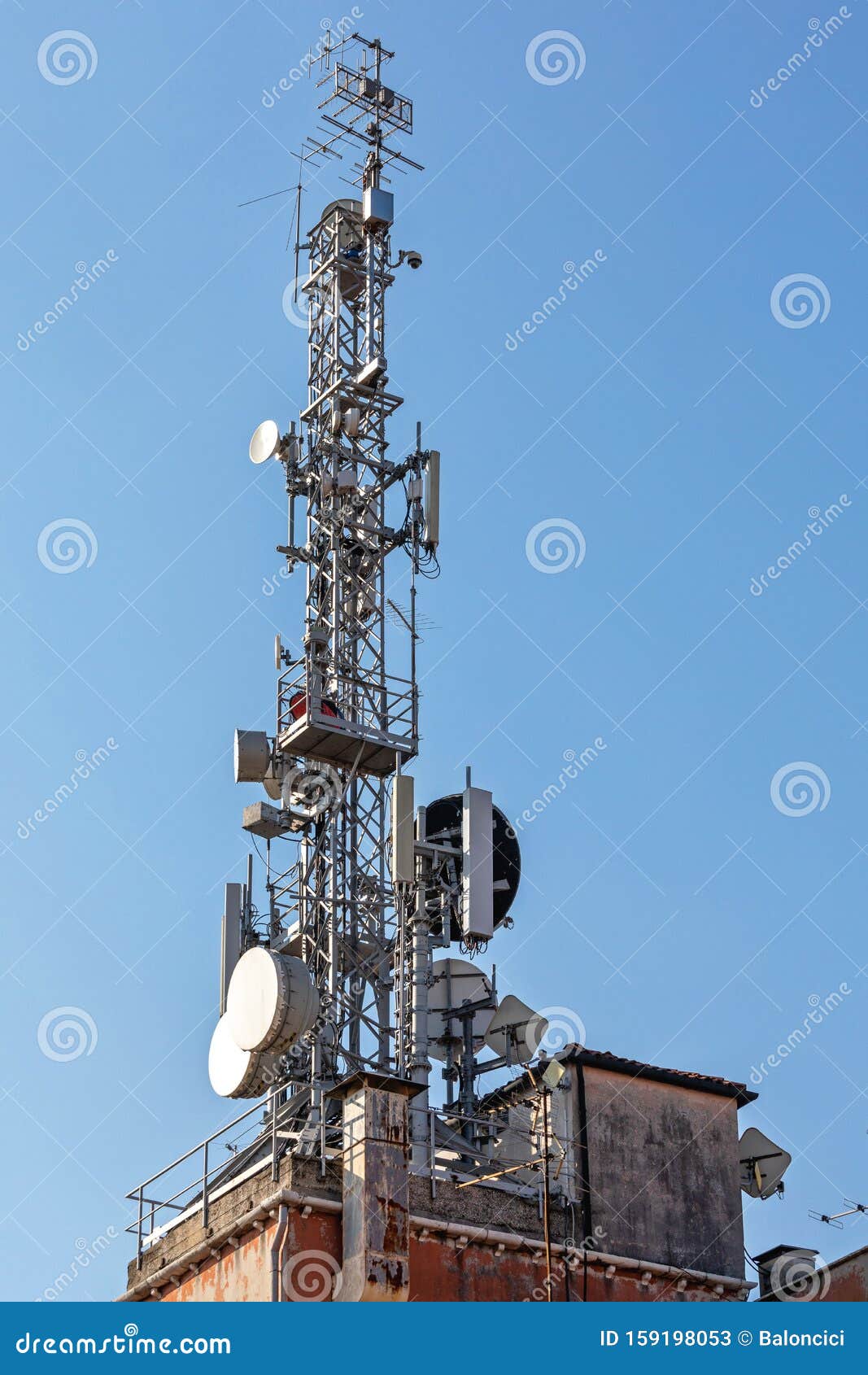 Big Antenna Mast For 3G, 4G And 5G Repeater In The Middle Of The Forest ...