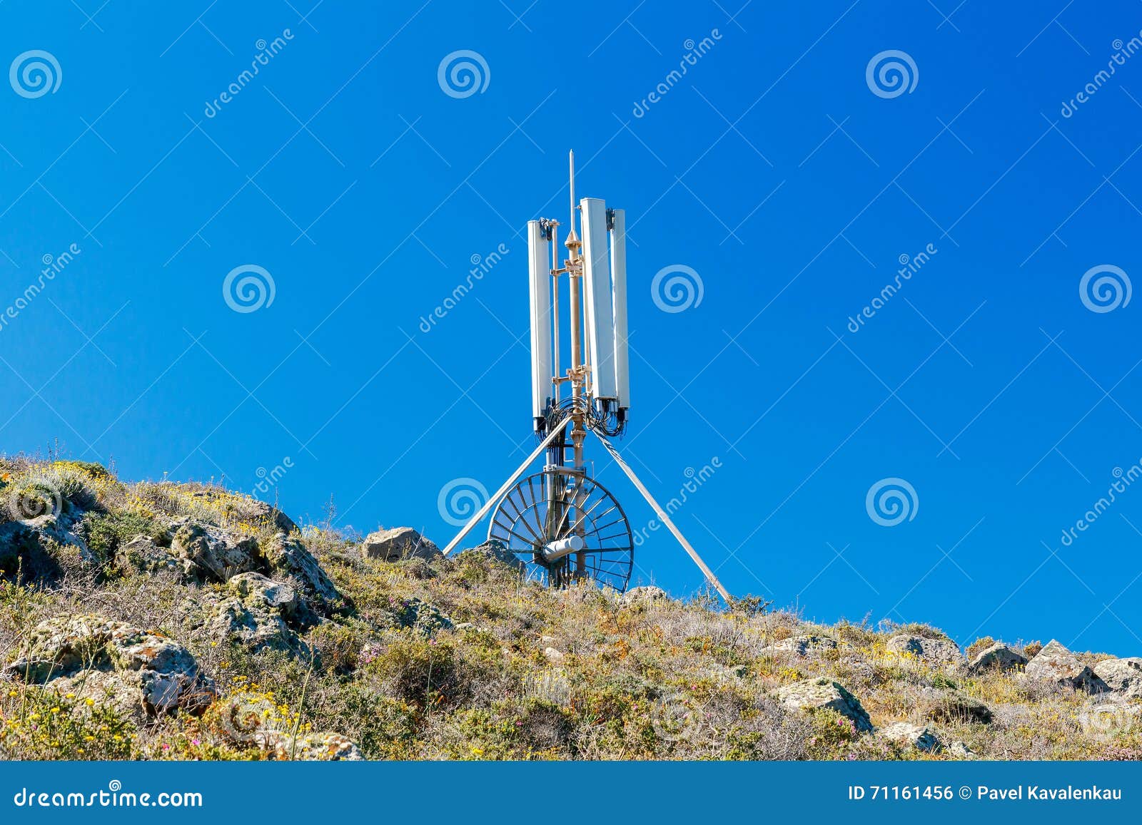 Antenna Mobile Communication on the Top Mountain.. Stock Photo - Image ...