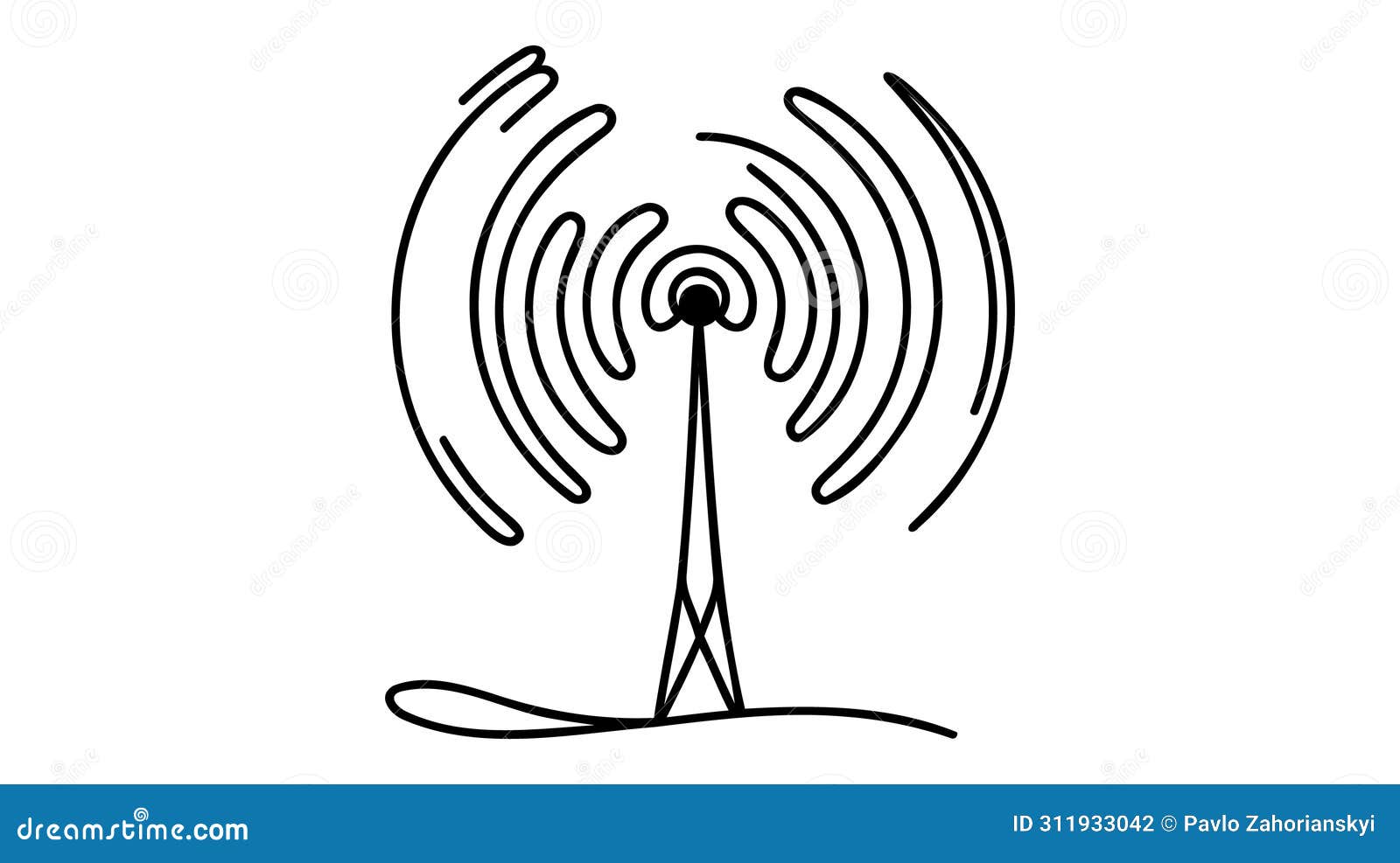 Antenna. One Continuous Line Drawing Stock Vector - Illustration of ...