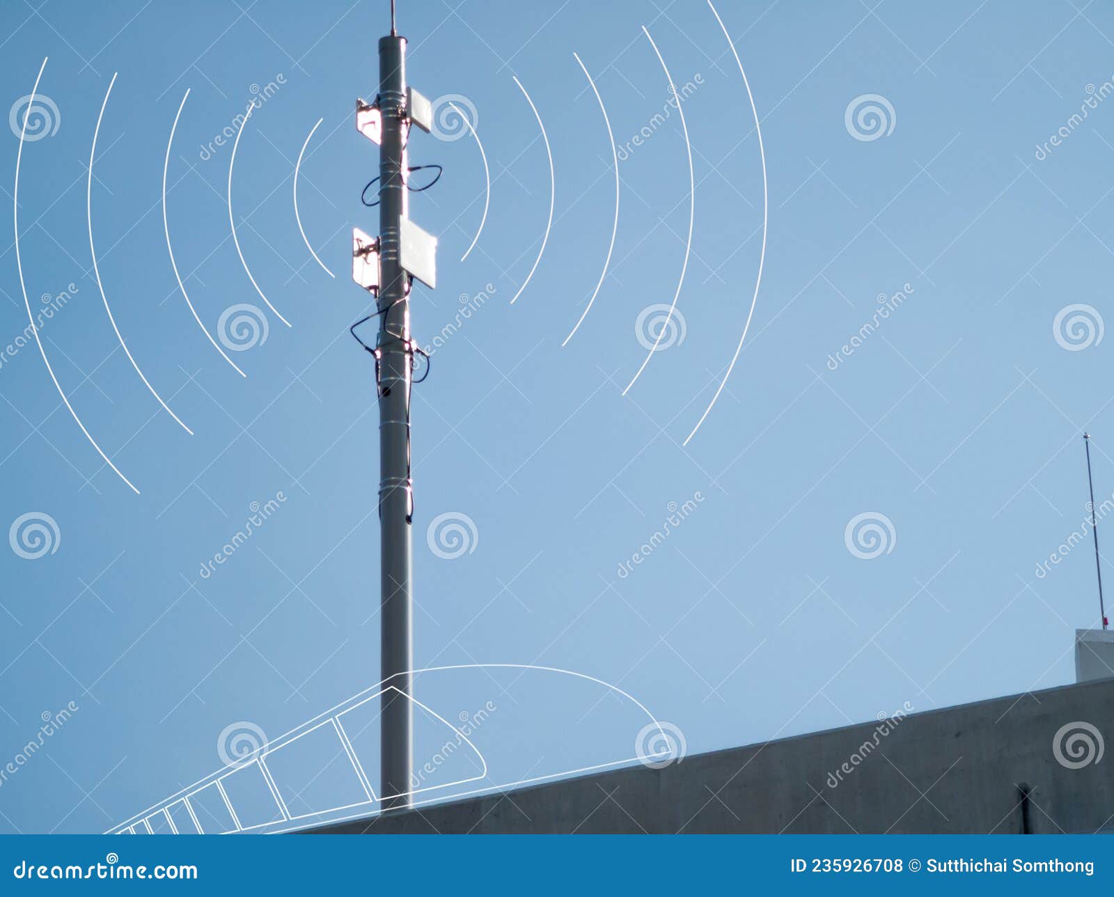Antenna Pole (Communications-Based Train Control). Stock Photo - Image ...