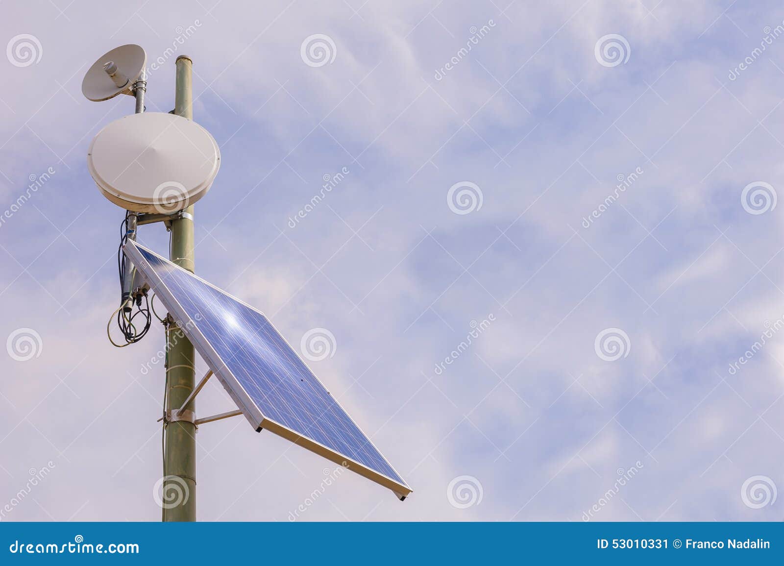 Antenna Repeater with Solar Panel Stock Image - Image of blue ...