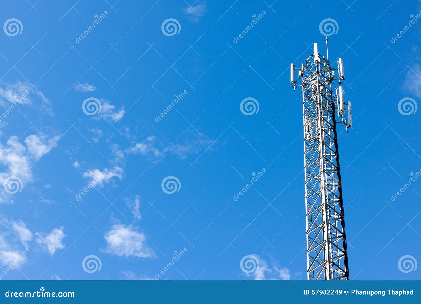 Antenna Repeater Tower on Blue Sky Stock Image - Image of communication ...