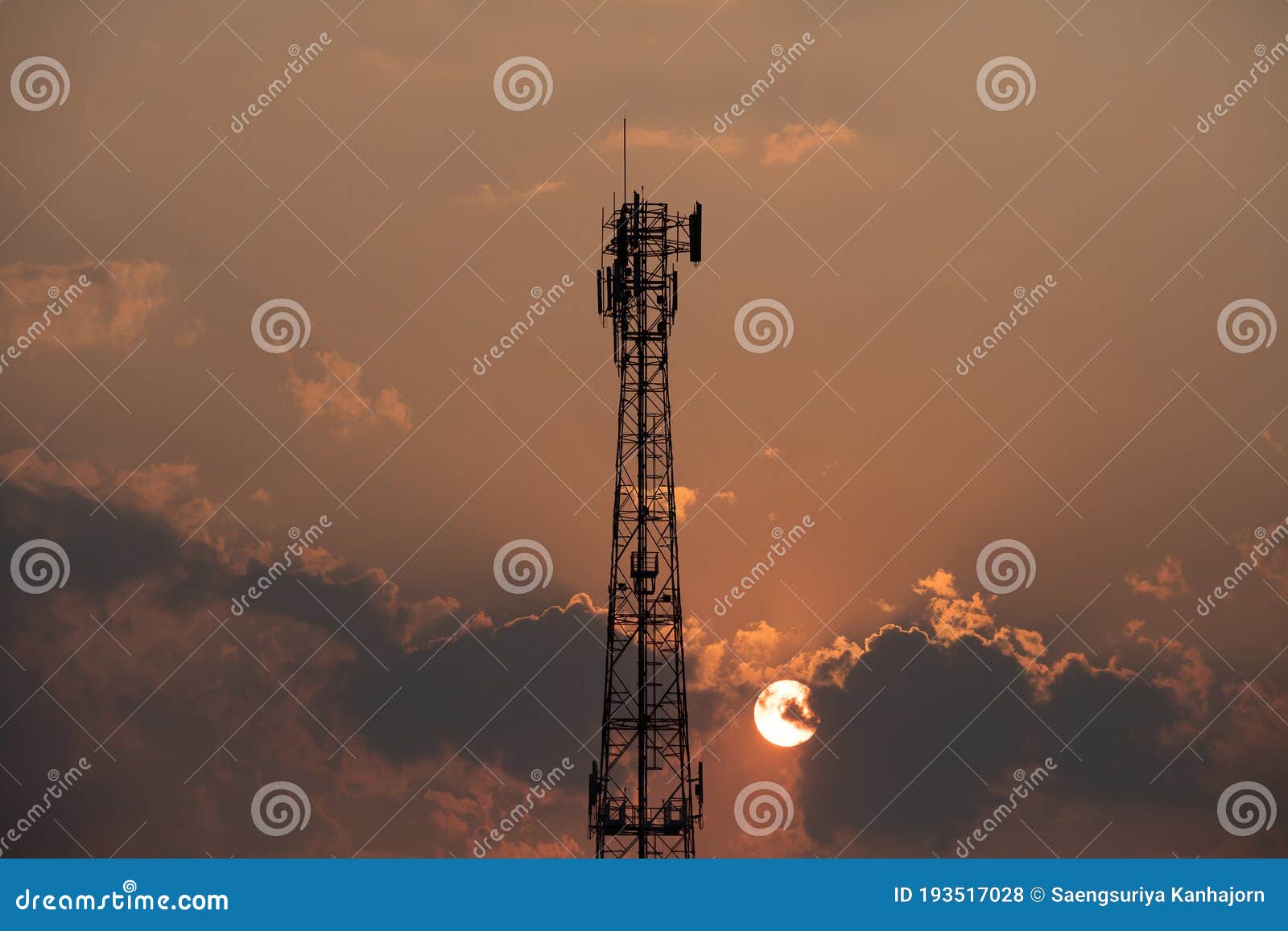 Antenna Repeater Tower before the Sunset Stock Photo - Image of ...
