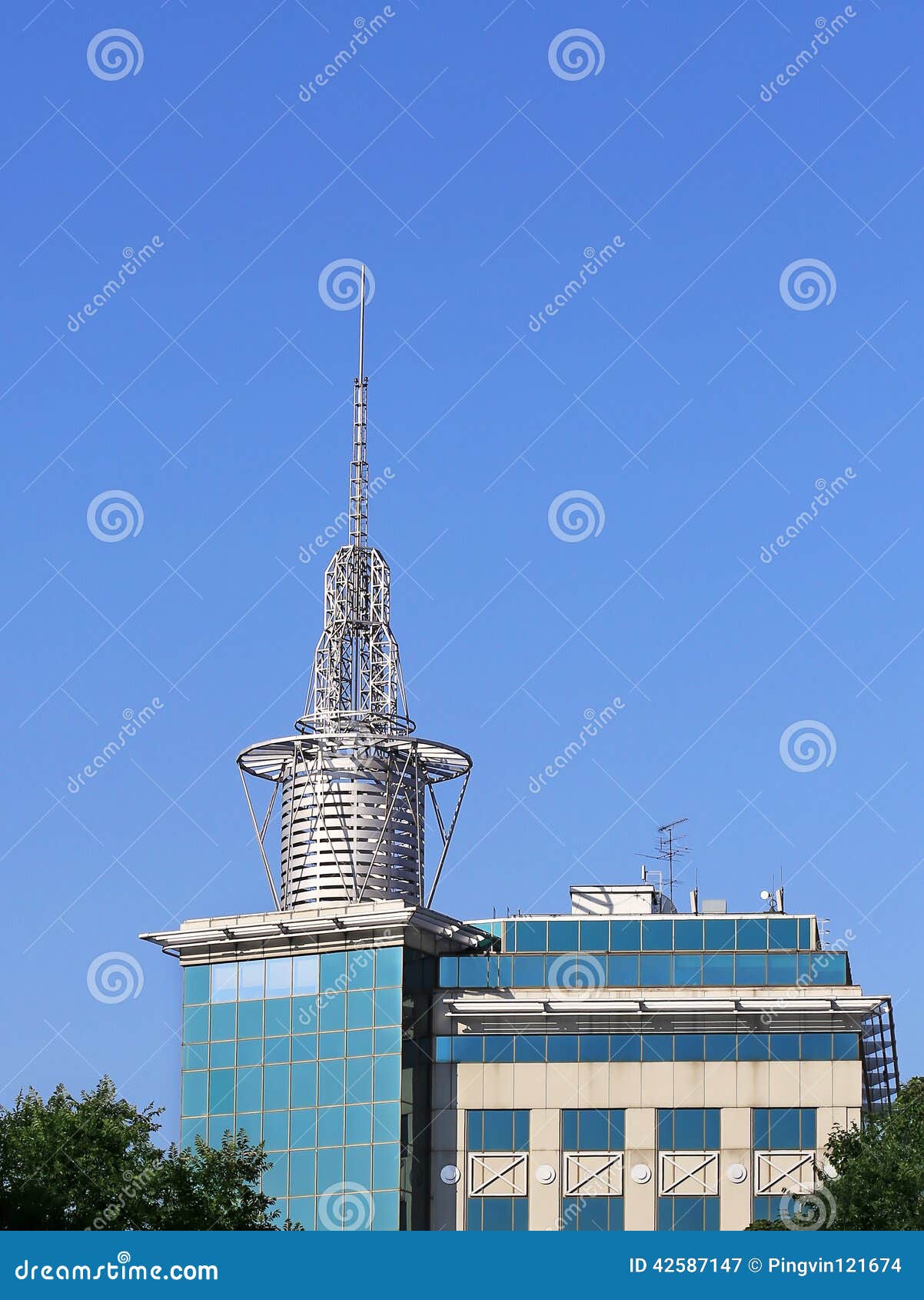 Antenna on the Roof of the Building Stock Image - Image of airwaves ...