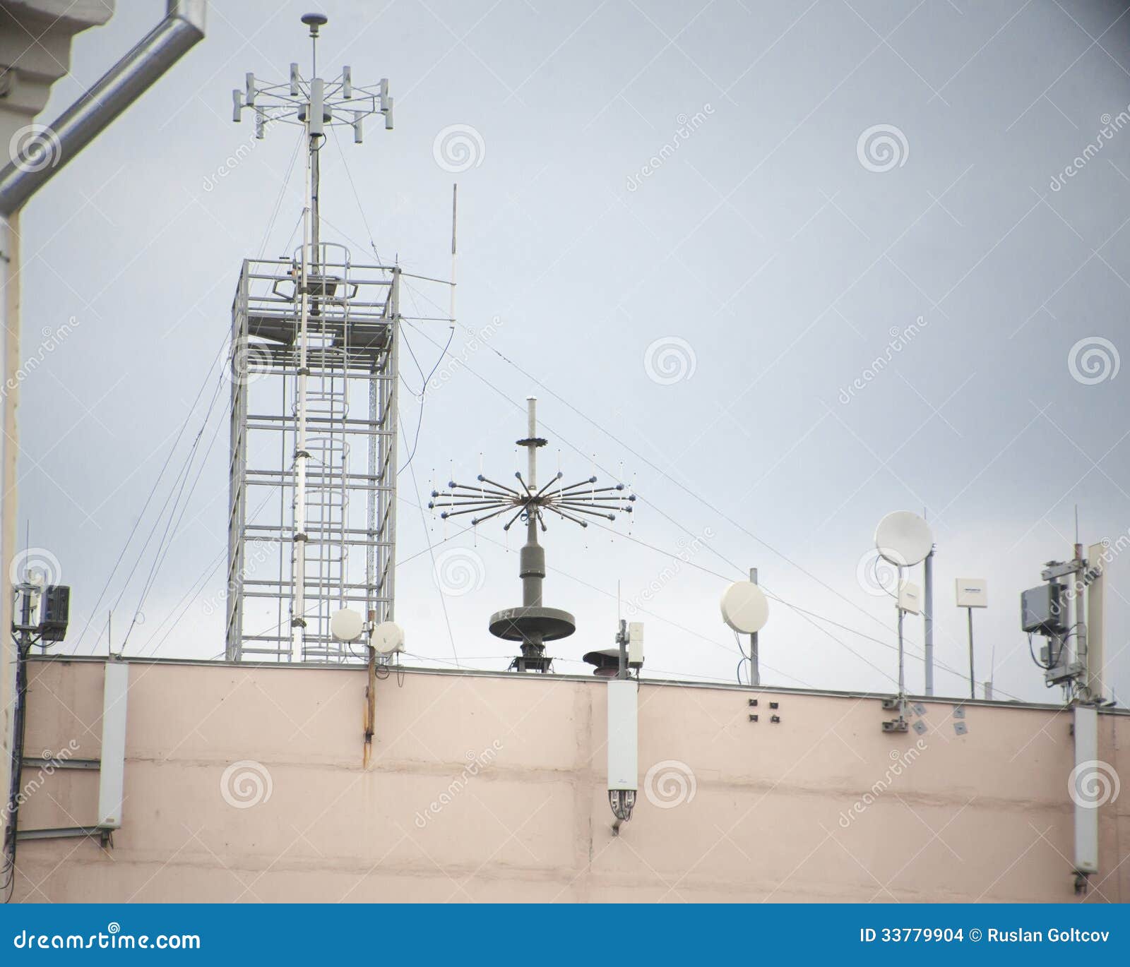 Antenna on the roof stock photo. Image of technology - 33779904