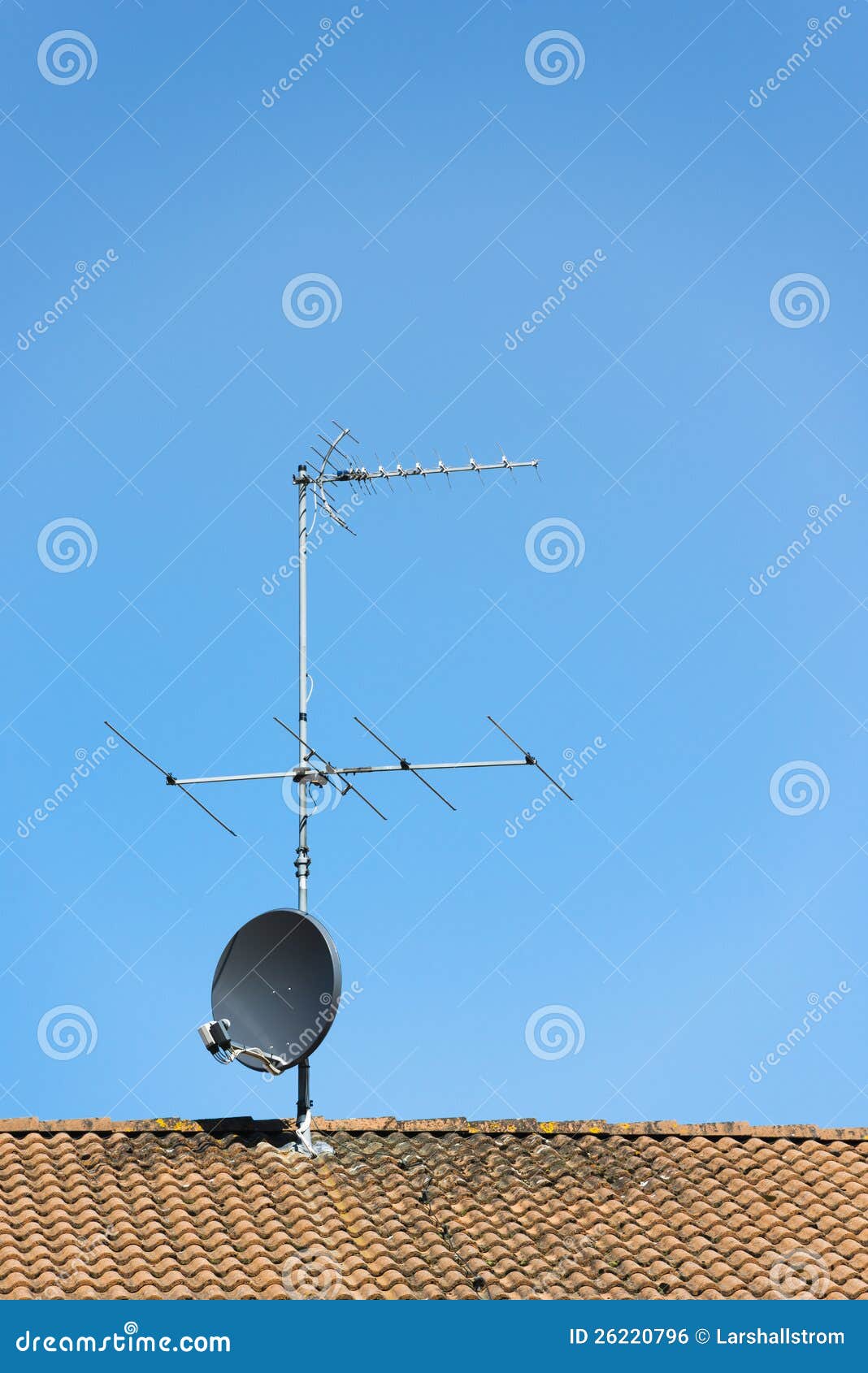 Antenna on rooftop stock photo. Image of dish, receiver - 26220796