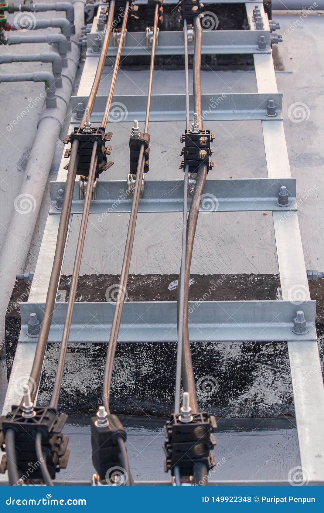 Antenna Signal Cable Installed on the Cement Floor Stock Photo - Image ...