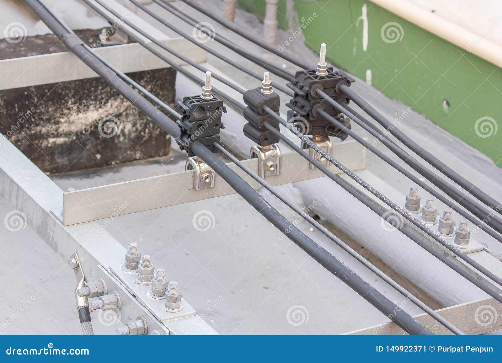 Antenna Signal Cable Installed on the Cement Floor Stock Image - Image ...