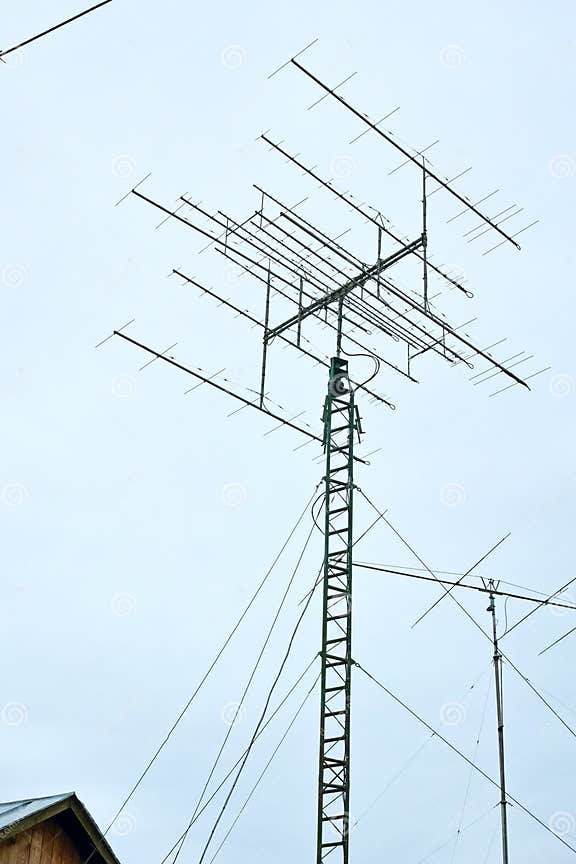 Antenna system mast stock photo. Image of installation - 59302012