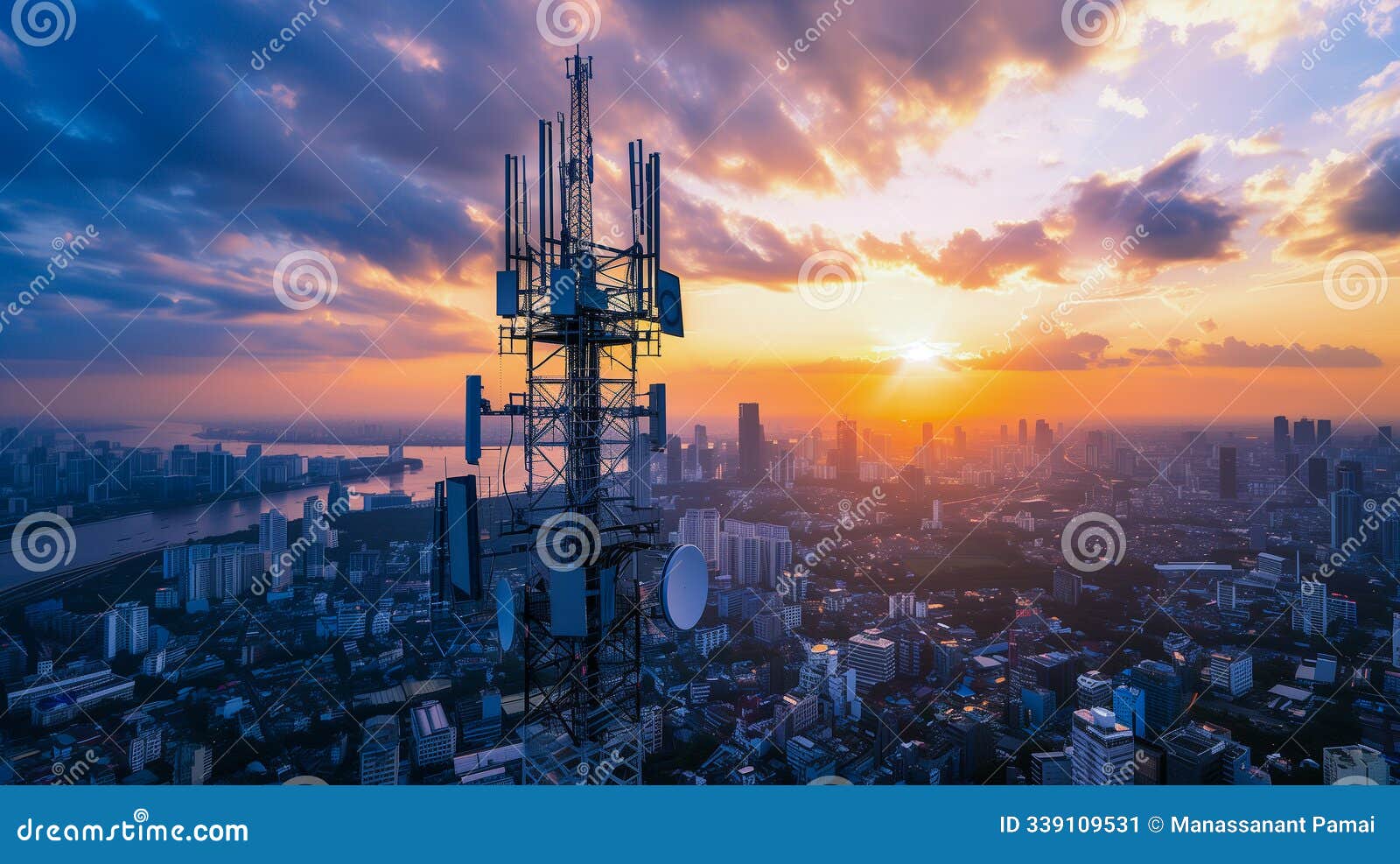 Antenna Telecommunication Tower Station, Internet Online Wireless Network Stock Image - Image of ...