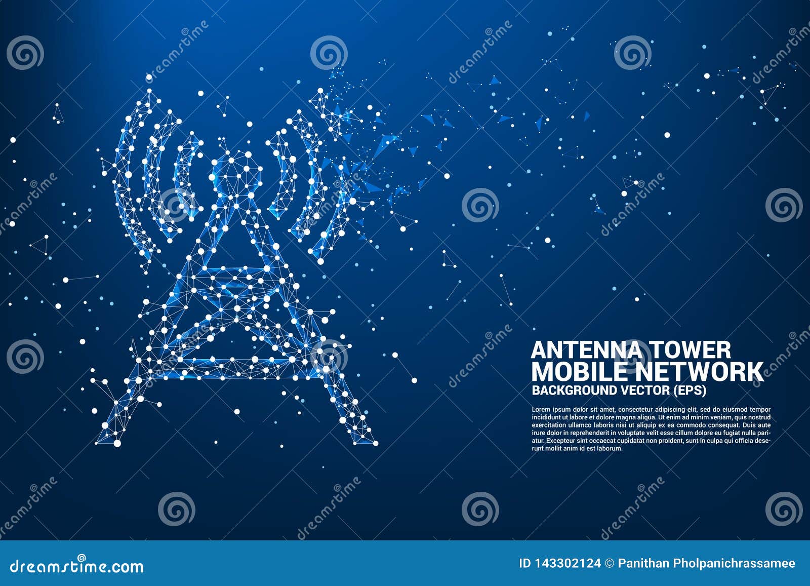 Antenna Tower Icon Polygon Style from Dot and Line Connection. Stock ...