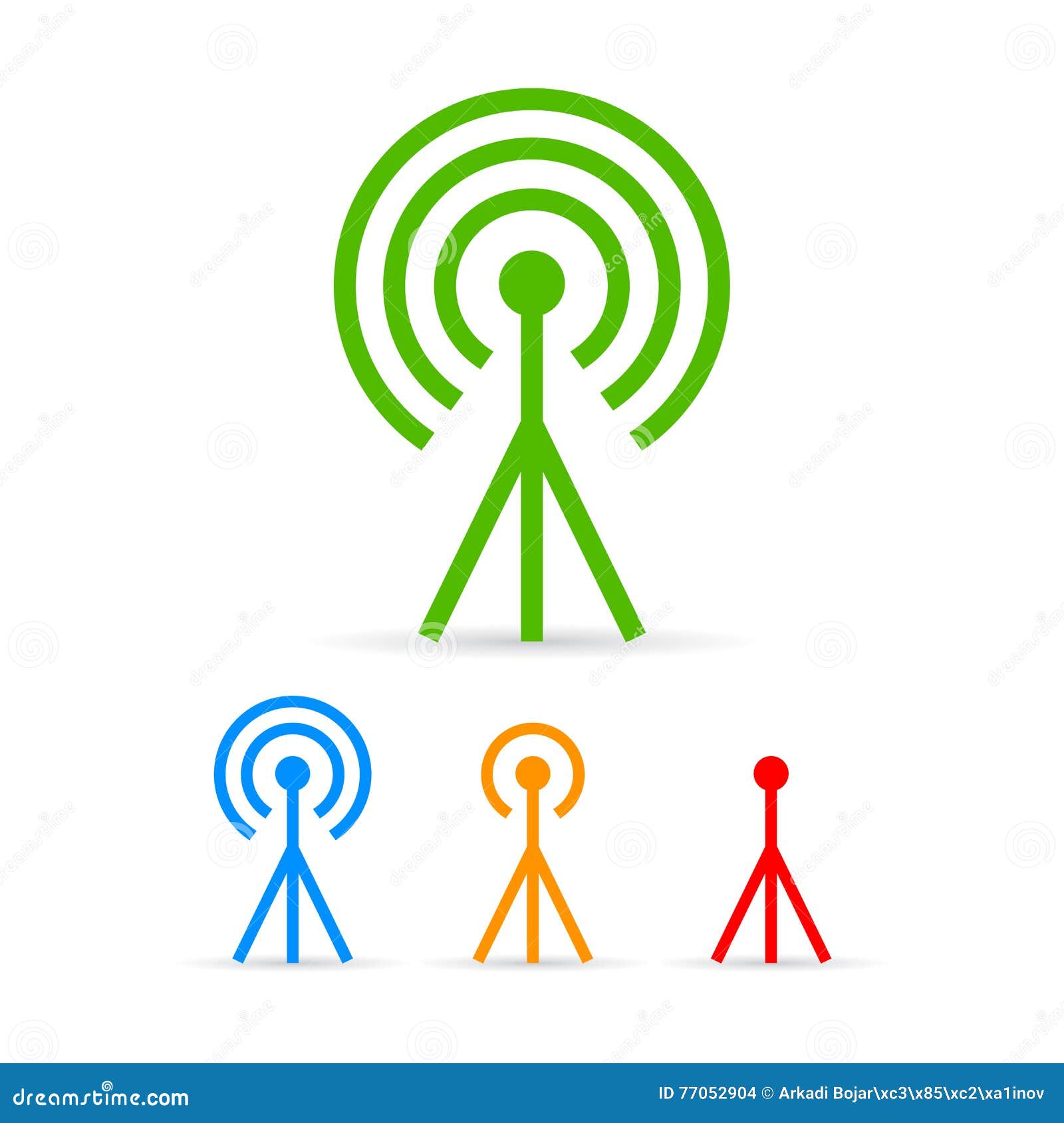 Antenna Tower Icon With Tall Telecommunication Broadcast Radio Mast Or ...