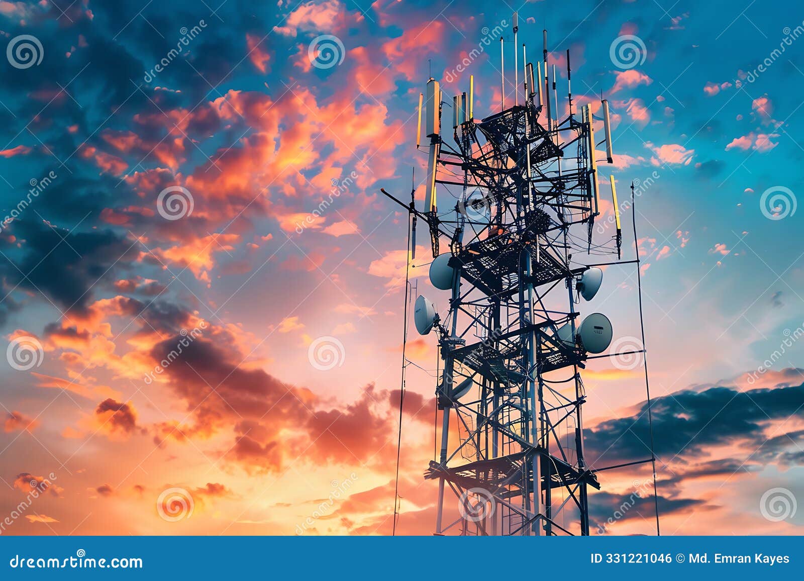 Antenna Tower of Telecommunication and Hone Base Station with Wireless ...