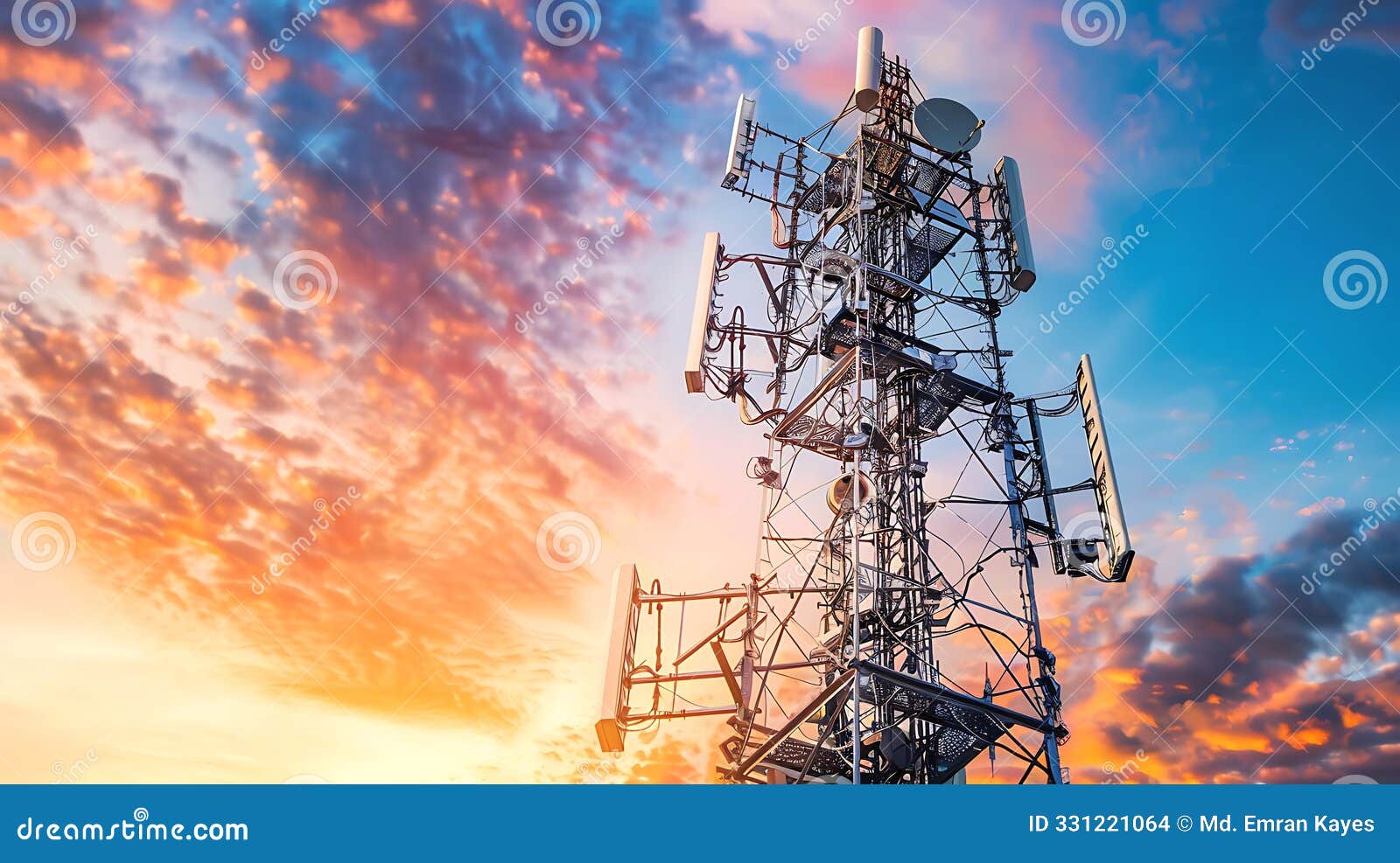 Antenna Tower of Telecommunication and Hone Base Station with Wireless ...