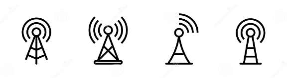 Antenna Vector Icons. Communication Tower Icons. Transmitter Symbol Set ...