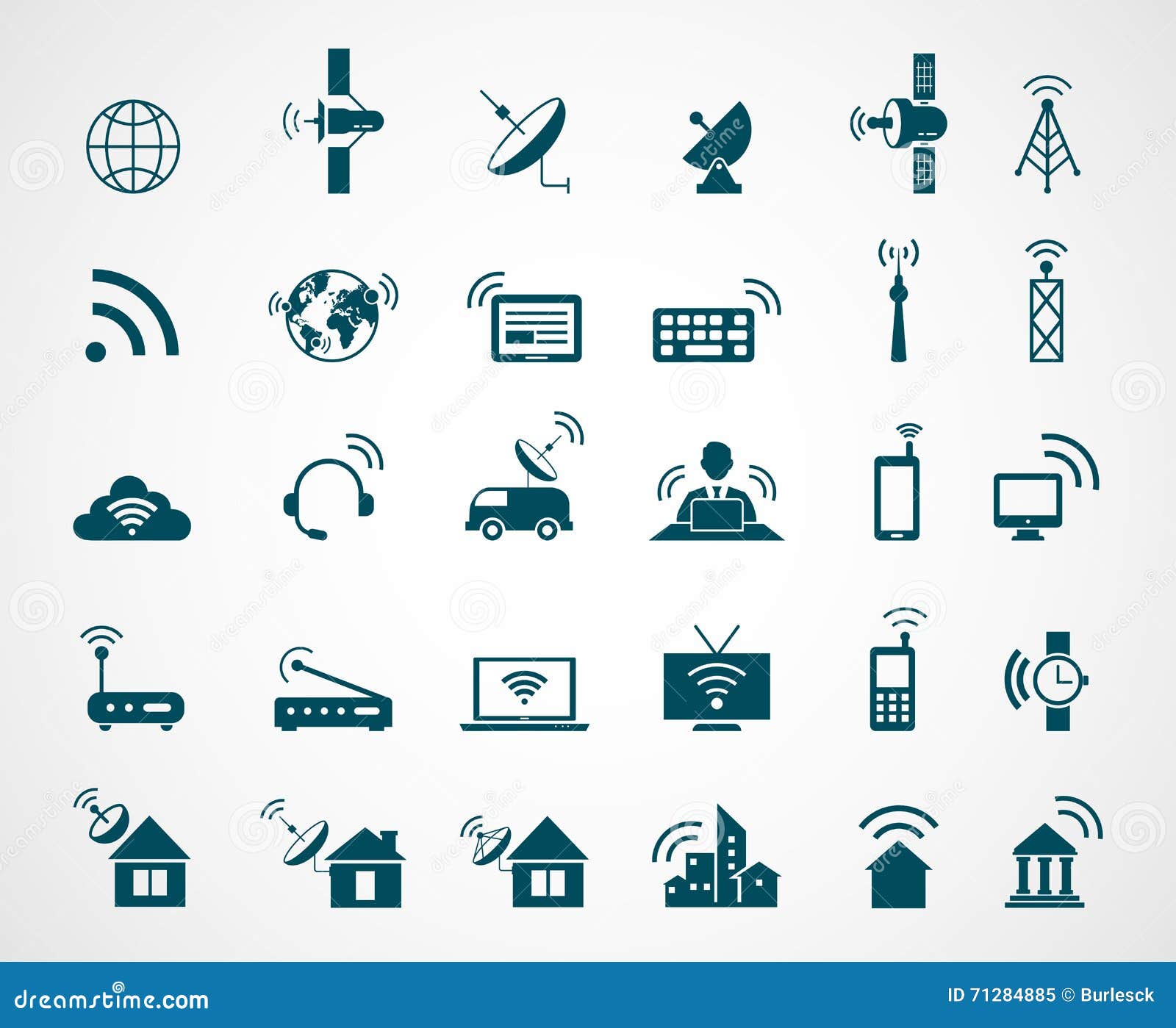 Antenna and Wireless Technology Icons Stock Vector - Illustration of ...