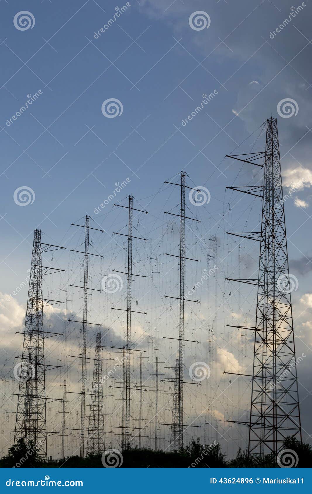 Antennas array at sunset stock photo. Image of background - 43624896