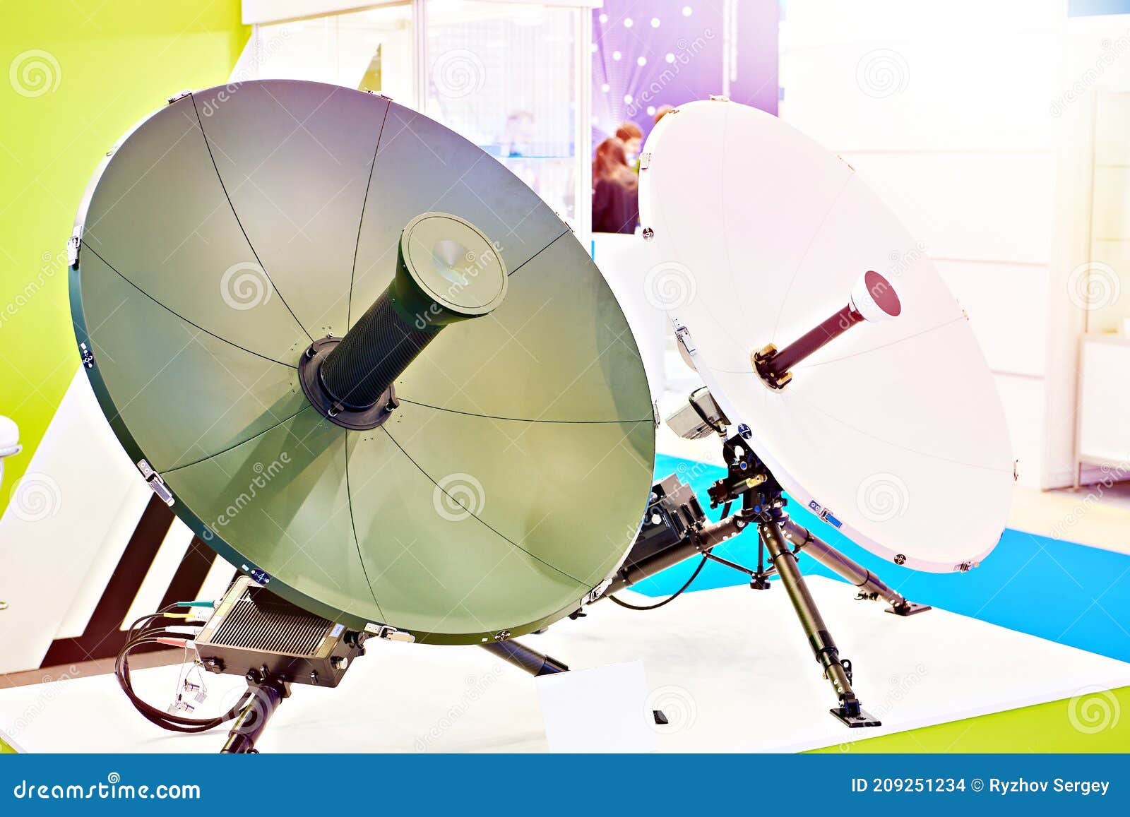 Antennas for Mobile Satellite Communication Stations Stock Photo ...