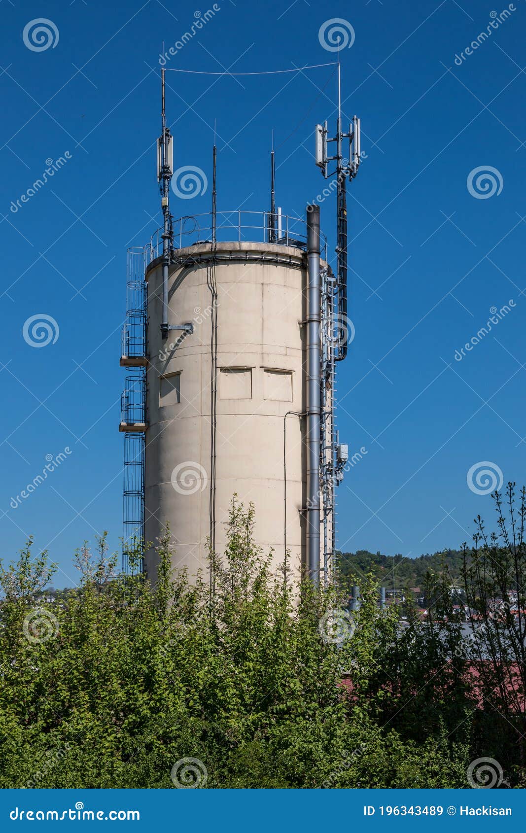 Antennas on a Small Tower in the Center of the Town Stock Image - Image ...