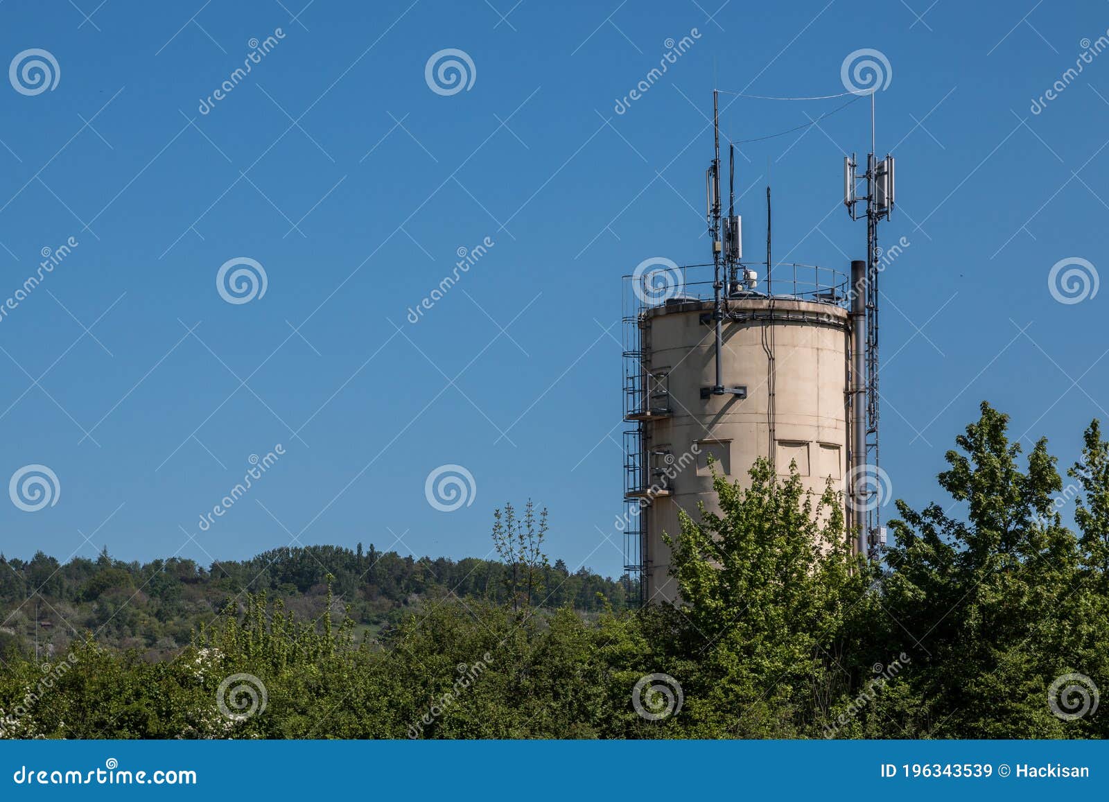 Antennas on a Small Tower in the Center of the Town Stock Image - Image ...