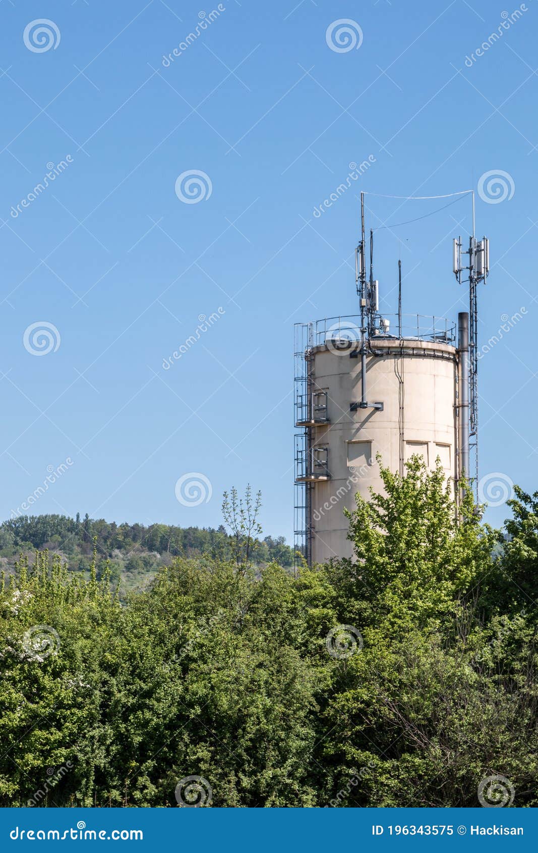 Antennas on a Small Tower in the Center of the Town Stock Image - Image ...