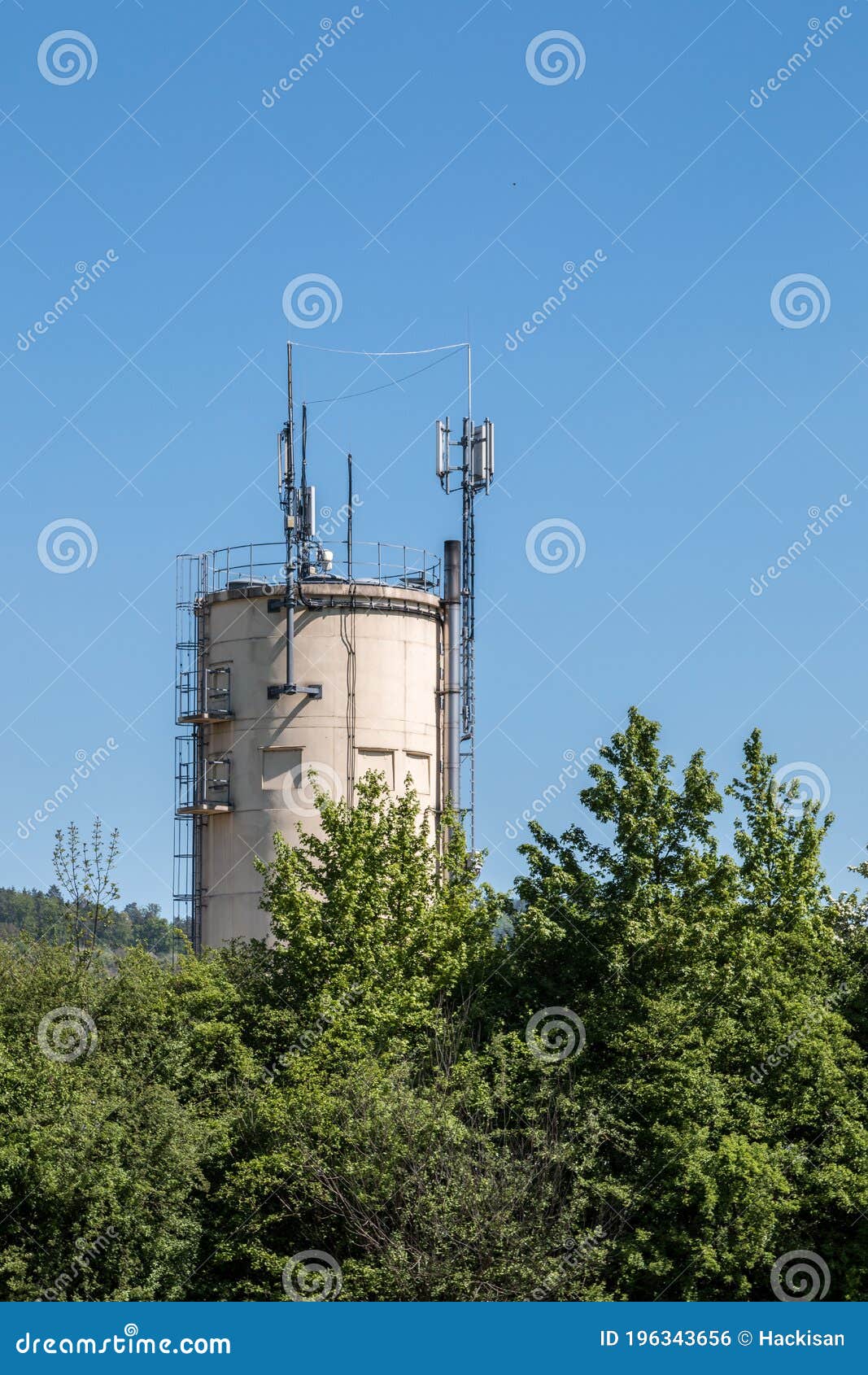 Antennas on a Small Tower in the Center of the Town Stock Photo - Image ...