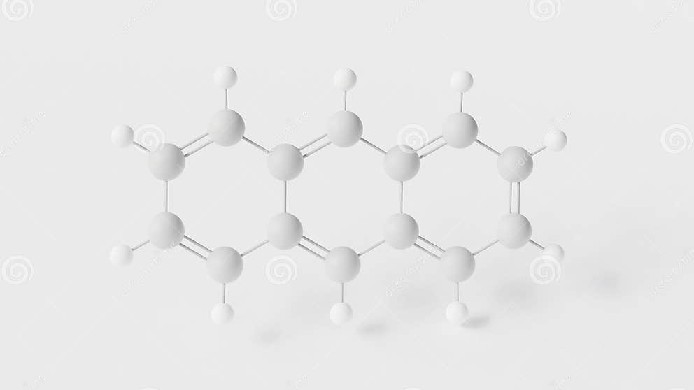 Anthracene Molecule 3d, Molecular Structure, Ball and Stick Model ...