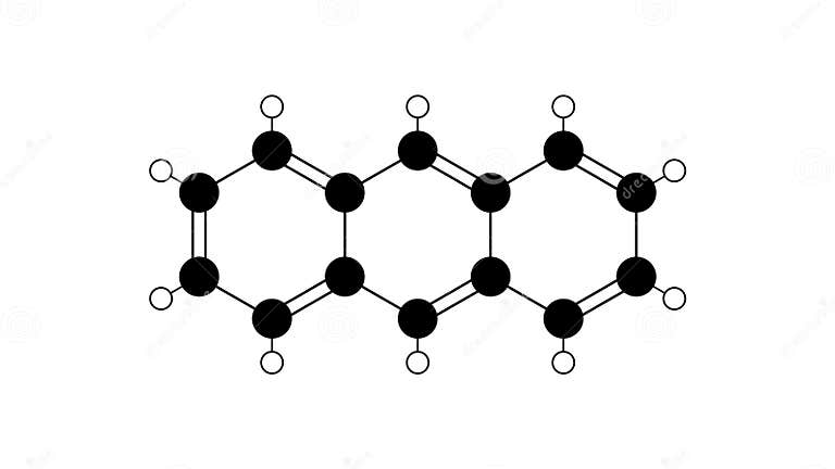 Anthracene Molecule, Structural Chemical Formula, Ball-and-stick Model ...