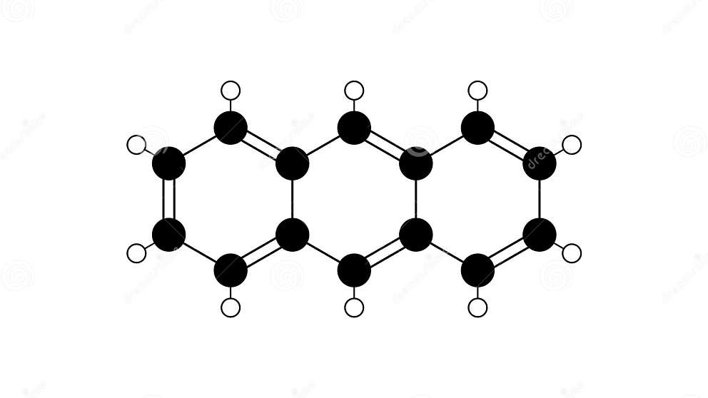 Anthracene Molecule, Structural Chemical Formula, Ball-and-stick Model ...