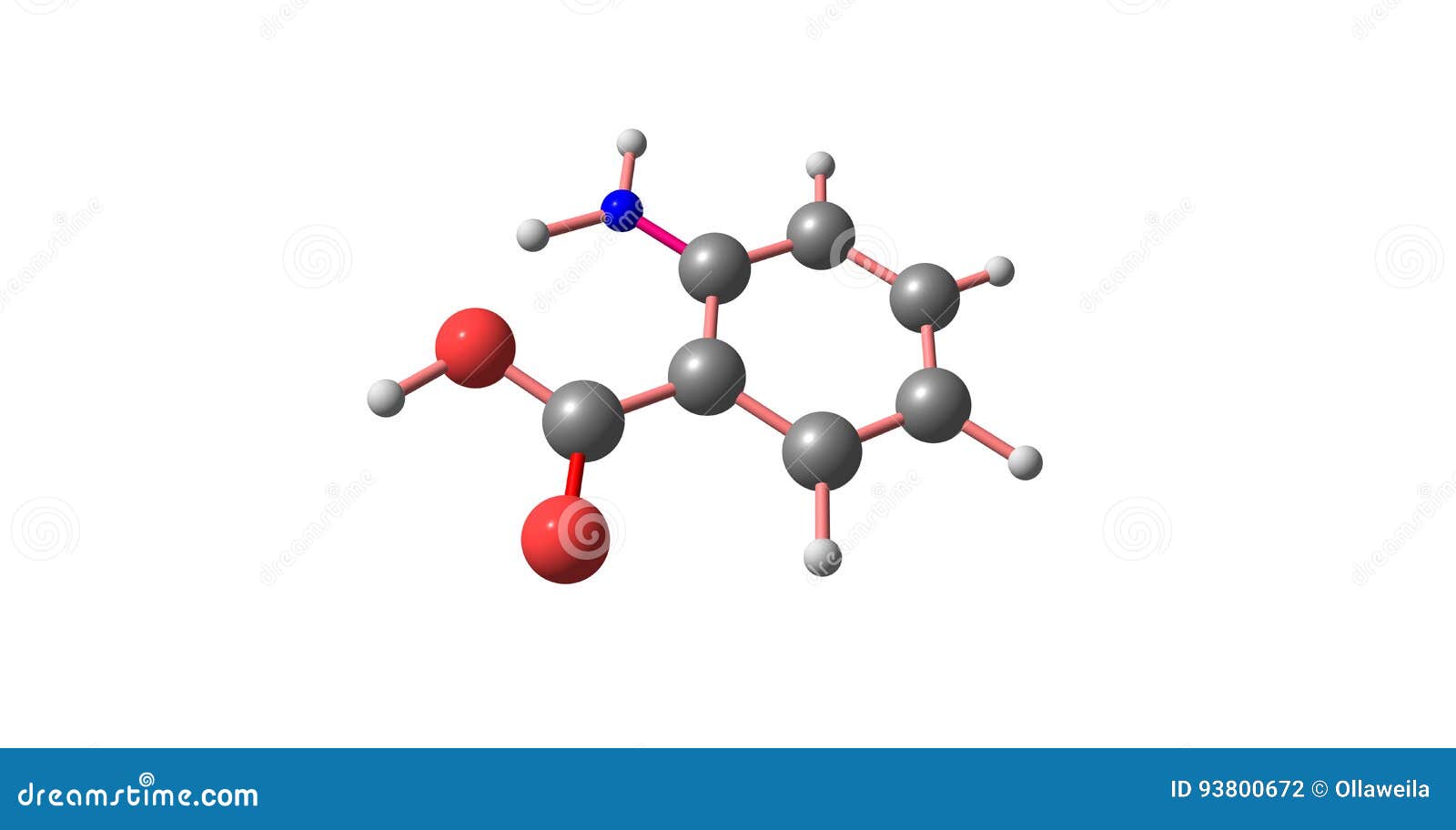 Anthranilic Acid Molecular Structure Isolated on White Stock ...