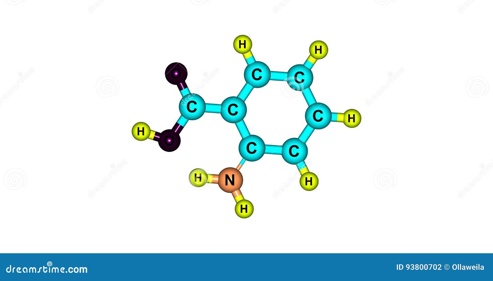 Anthranilic Acid Molecule 3d, Molecular Structure, Ball And Stick Model ...