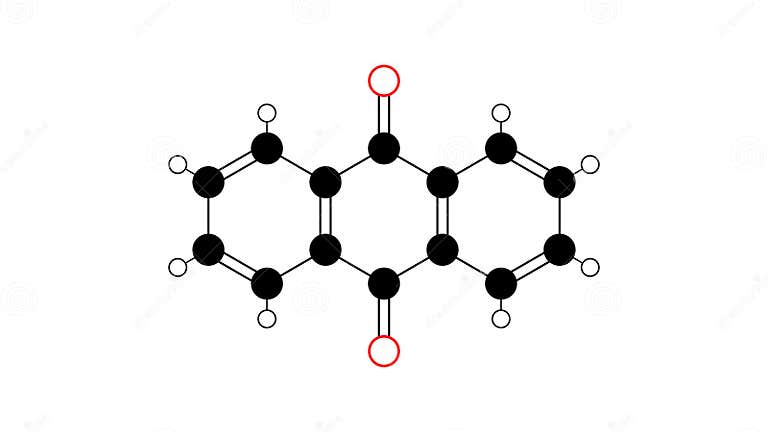 Anthraquinone Molecule, Structural Chemical Formula, Ball-and-stick ...
