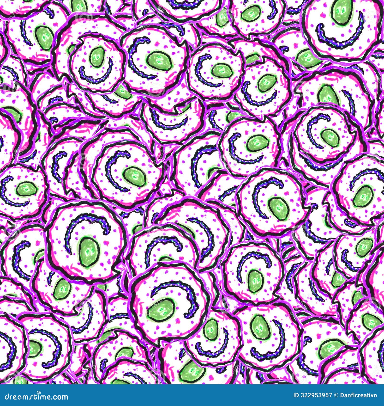 Anthropomorphic Bacteria Drawing Motif Random Pattern Stock ...