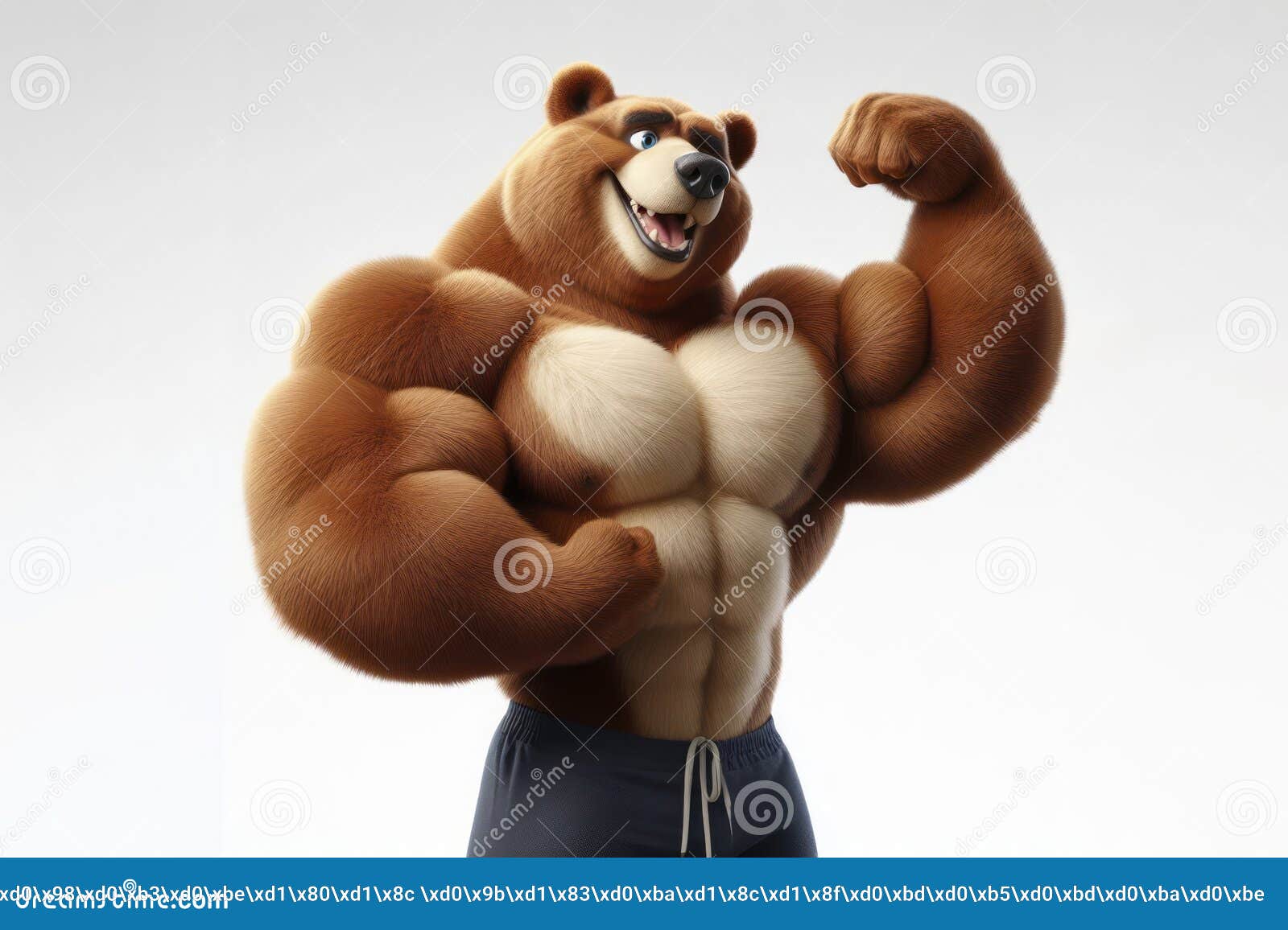 Anthropomorphic Bear Bodybuilder Showing Biceps Isolated on Solid White ...