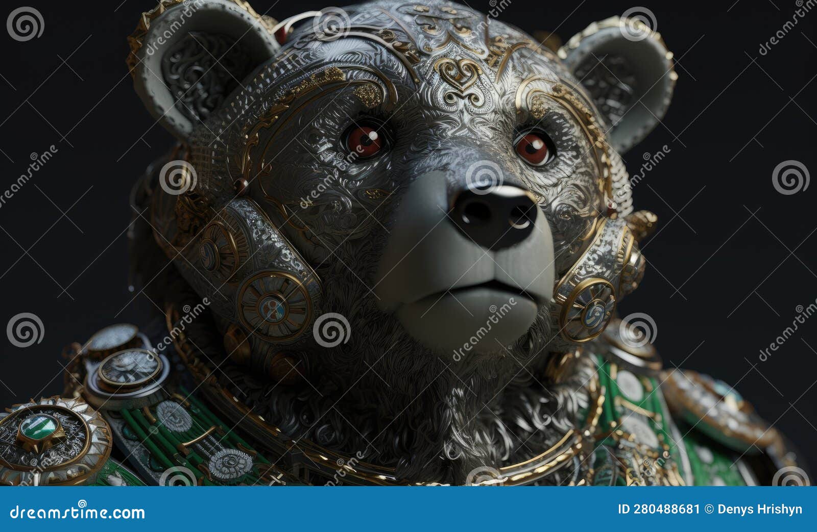 The Anthropomorphic Bear Stands Tall Clad in Formidable Military Armor ...