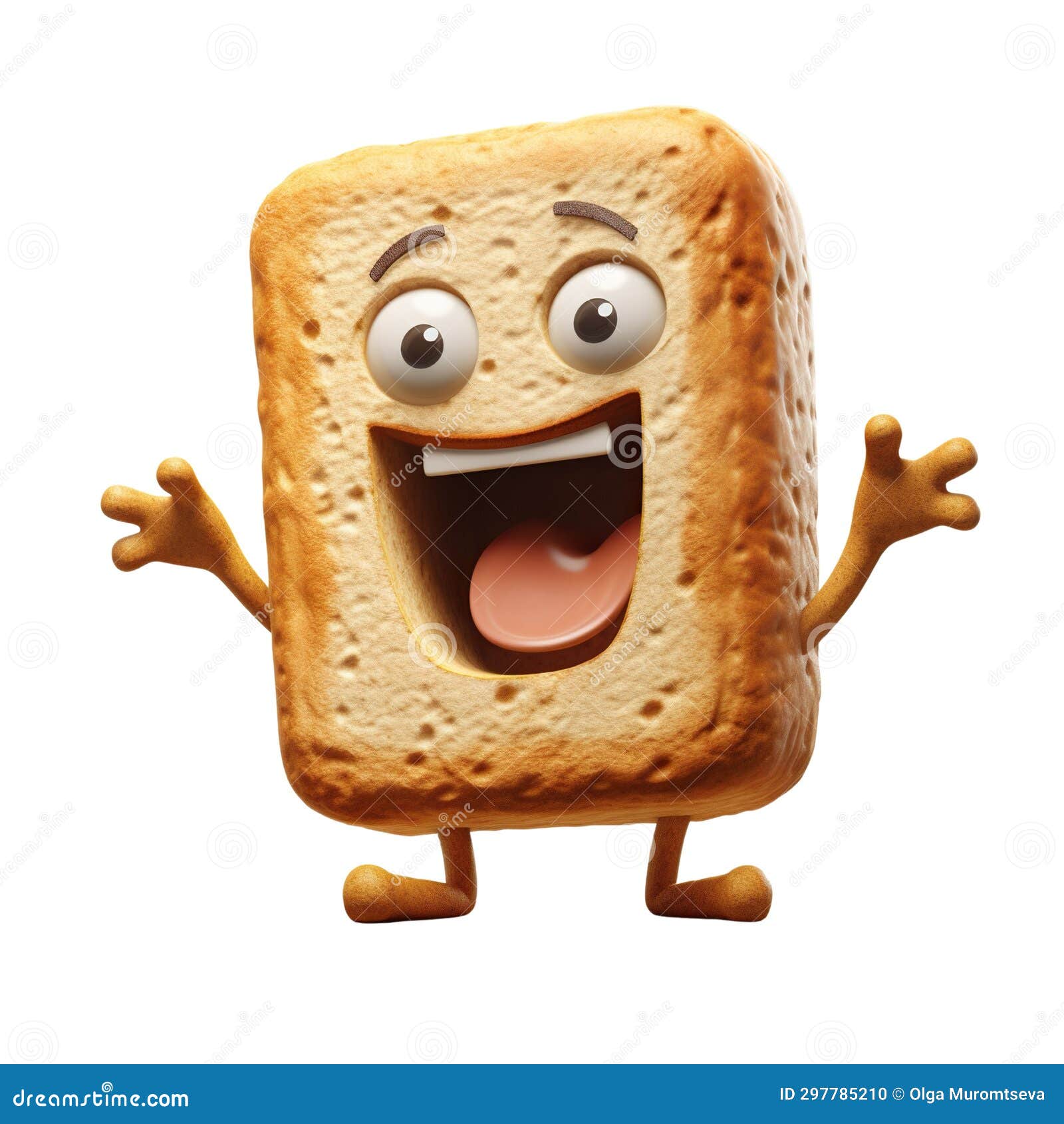 An Anthropomorphic Character in the Form of a Piece of Bread with Eyes ...